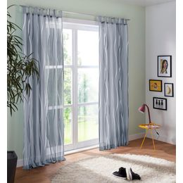 Gardine my home "Dimona" Gardinen Gr. 175cm, Schlaufen, 140cm, grau (silbergrau) 2er-Set, Voile, Polyester, Wellen