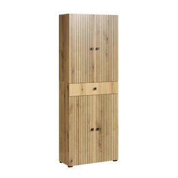 Hochschrank Welltime "Amrum" Schränke Gr. B/H/T: 70 cm x 188 cm x 31 cm, 4 St., braun (eiche) Geräumiger Badschrank in eleganter Rillenoptik - (BTH) 7031188 cm