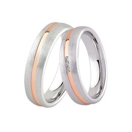 Trauring DOOSTI "Schmuck Geschenk Silber 925 Ehering Partnerring LIEBE" Fingerringe Gr. 52, mit Zirkonia, Silber 925 (Sterlingsilber), 5 mm, rosegold (silberfarben, roségoldfarben, kristallweiß) wahlweise mit oder ohne Zirkonia