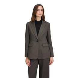 BETTY & CO Longblazer BETTY & CO "Betty & Co Longblazer mit Taschen" Gr. 44, braun (schwarz, taupe), Damen, Obermaterial: 64% Polyester, 34% Viskose, 2% Elasthan. Futter: 100% Polyester., Blazer, Nahtführung