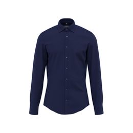 Flanellhemd Seidensticker "Shaped", Herren, Gr. M (39), normale Ärmellängen, blau (dunkelblau), 100% Baumwolle, unifarben, tailored fit, Langarm 2-Knopf-Manschette, Hemden, Shaped Langarm Kentkragen Uni