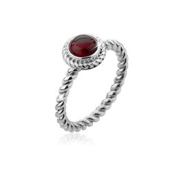 Fingerring NENALINA "Granat Geburtsstein Januar Trend Edel 925 Silber" Fingerringe Gr. 58 mm, mit Steinen, Silber 925 (Sterlingsilber), 2 mm, rot (dunkelrot, dunkelrot) Damen