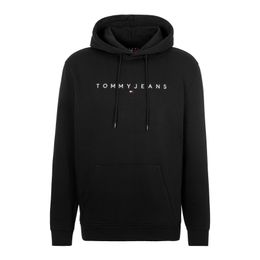 Hoodie Tommy Jeans "TJM REG LINEAR LOGO HOODIE EXT" Gr. XXXL, schwarz (black) Herren Sweatshirts mit Logo-Stickerei