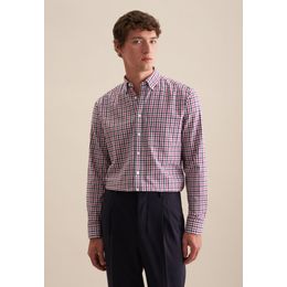 Flanellhemd Seidensticker "Regular", Herren, Gr. M (39), normale Ärmellängen, bunt (rosa, pink), 100% Baumwolle, kariert, regular fit, Langarm 2-Knopf-Manschette, Hemden, Regular Langarm Button-Down-Kragen Karo