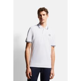 Poloshirt Bugatti Gr. L, weiß Herren Shirts mit Kontraststreifen