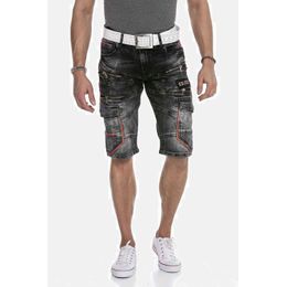 Cipo & Baxx Jogg Pants CIPO & BAXX "Bermuda Short" Gr. 33, Normalgrößen, schwarz Herren Jeans mit Reißverschluss-Verzierungen, CK224