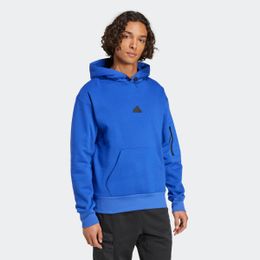 Kapuzensweatshirt adidas Sportswear "M CE FL HD" Gr. L, blau (semi lucid blue) Herren Sweatshirts