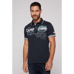 Poloshirt CAMP DAVID Gr. L, blau Herren Shirts aus Baumwolle