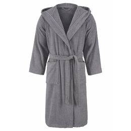 Unisex-Bademantel Bruno Banani "Robby" Hausmäntel Gr. XXL Länge: 125 cm, grau Damen & Herren Bademäntel, 100% Baumwolle, mit Taschen, S-3XL