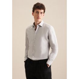 Flanellhemd Seidensticker "Slim", Herren, Gr. S (37), normale Ärmellängen, grau (hellgrau), 100% Baumwolle, unifarben, slim fit, Langarm 2-Knopf-Manschette, Hemden, Slim Langarm Kentkragen Uni