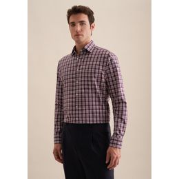 Flanellhemd Seidensticker "Regular", Herren, Gr. M (39), normale Ärmellängen, lila, 100% Baumwolle, kariert, regular fit, Langarm 2-Knopf-Manschette, Hemden, Regular Langarm Button-Down-Kragen Karo