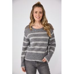 LIEBLINGSSTÜCK Rundhalspullover LIEBLINGSSTÜCK "TradineEP" Gr. 40, grau (grau gestreift) Damen Pullover mit Streifen