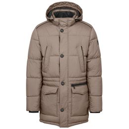 Langjacke Bugatti, Herren, Gr. 48, beige, 100% Polyester, unifarben, regular fit, Bündchen, Jacken, mit Stehkragen