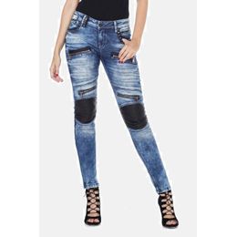 Cipo & Baxx Skinny-fit-Jeans CIPO & BAXX "Jeans" Gr. 26, Länge 34, blau Damen Jeans mit angesagten Applikationen, WD346