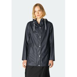 Regen- und Matschjacke Ilse Jacobsen "RAIN228FR" Gr. 46, blau (schwarz indigo), Damen, Obermaterial: 100% Polyester; Beschichtung: Polyurethan; Futter: 100% Polyester, Jacken, PU-Beschichtung, Baumwolltrikot, 5000 mm Wasserdichtigkeit