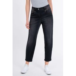 5-Pocket-Jeans Recover Pants "Kiara" Gr. 36, Normalgrößen, schwarz (black) Damen Jeans mit Ziersteppung am Reißverschluß