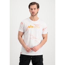 T-Shirt Alpha Industries "Alpha Industries Men - T-Shirts Lightning AOP T" Gr. L, orange (white, orange) Herren Shirts