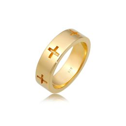 Fingerring Elli "Kreuz Cut Out Bandring Religiös Glaube 925 Silber" Fingerringe Gr. 52 mm, ohne Stein, Silber 925 (Sterlingsilber), goldfarben (gold) Damen