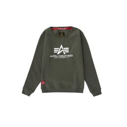 Sweater Alpha Industries "Alpha Industries Kids - Sweatshirts Basic Sweater Kids" Gr. 10, grün (schwarz olive), Mädchen, Obermaterial: 80% Baumwolle, 20% Polyester, Sweatshirts