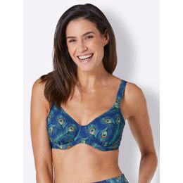 Bügel-Bikini-Top feel good Gr. 50, Cup D, bunt (royalblau, blaugrün, bedruckt) Damen Bikini-Oberteile