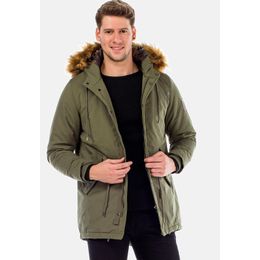 Cipo & Baxx Winterjacke CIPO & BAXX "Jacke", Herren, Gr. L, gr&uuml;n (khaki), 100% Polyester, unifarben, regular fit normal, V-Ausschnitt, Rippb&uuml;ndchen, Jacken Winterjacke, mit Kordelzug zur Taillierung, CM150