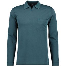 Poloshirt Ragman, Herren, Gr. 58, grün (dunkelgrün, 357), Baumwollmischung, casual, regular fit, hoch geschlossener Ausschnitt, Langarm, Shirts