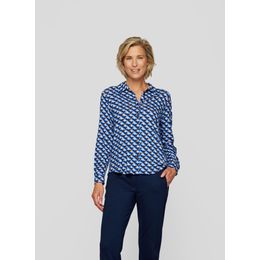 Print-Shirt Rabe "Rabe Das Jersey Shirt mit geometrischem Muster" Gr. 38, blau (dunkelblau) Damen Shirts