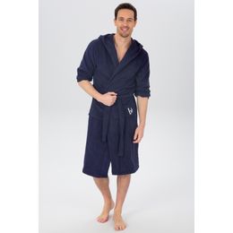 Unisex-Bademantel Bruno Banani "Robby" Hausmäntel Gr. XXL Länge: 125 cm, blau (marine) Damen & Herren Bademäntel, 100% Baumwolle, mit Taschen, S-3XL