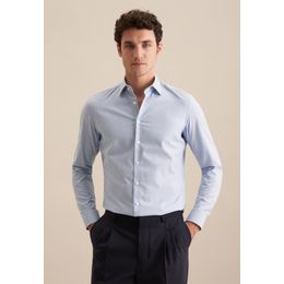 Flanellhemd Seidensticker "Slim", Herren, Gr. M (40), normale Ärmellängen, blau (hellblau), 100% Baumwolle, unifarben, slim fit, Langarm 2-Knopf-Manschette, Hemden, Slim Langarm Kentkragen Uni