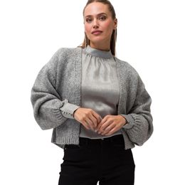 Strickjacke Zero "Zero offener kurzer Style" Gr. L, greysilver Damen Strickjacken Plainohne Details