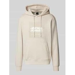 Jack & Jones Comfort Fit Hoodie aus Baumwoll-Mix mit gummiertem Print Modell 'AERO'