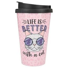 Depesche Kaffeebecher To-Go Life is better with a Cat rosa 0,35 l