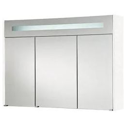 Evenes Spiegelschrank mit beleuchteter Blende, weiß hochglanz, 3 Türen, 1050 x 750 x 188 mm - 93 972 96