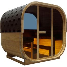 Sanotechnik Sauna "»HANKO« Außensauna" Saunen geeignet für 6 Personen, Fichetnholz Gr. Saunaofen, 8 kW, braun (holz)