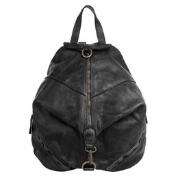 Cityrucksack Samantha Look Gr. B/H/T: 35 cm x 33 cm x 7 cm, schwarz Rucksäcke echt Leder, Made in Italy