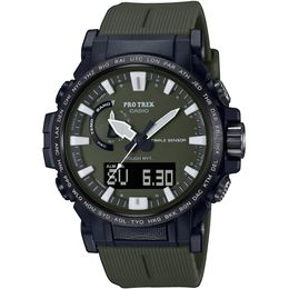 Funkchronograph Casio PRO TREK Armbanduhren grün (dunkelgrün) Herren Armbanduhr, Herrenuhr, Funk, Solar, Stoppfunktion, digital