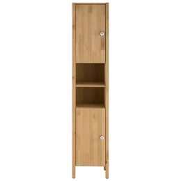 Hochschrank Home Affaire "Tina" Schränke Gr. B/H/T: 31,5cm x 171cm x 28cm, 2 St., beige (natur) Badmöbel, Schrank, Breite 31,5 cm, Massivholz