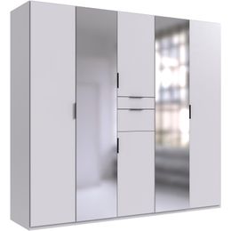 Drehtürenschrank wimex "Moldau OTTOs CHOICE TOPSELLER Lieferung bis in Deine Etage" Schränke Gr. B/H/T: 225 cm x 208 cm x 58 cm, 6 St., weiß Kleiderschrank mit Spiegel, 2 Schubladen in Breiten schwarze Griffe