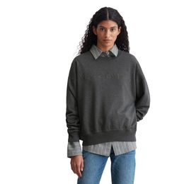 Marc O'Polo Sweatshirt MARC O'POLO Gr. L, grau (deep grey melange) Damen Sweatshirts mit Logo-Stickerei