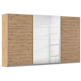 Schwebetürenschrank Rauch "Kleiderschrank Schrank Garderobe AGORDO mit Dekor- oder Hochglanzfront" Schränke Gr. B/H/T: 360cm x 210cm x 62cm, 3 St., braun (eiche artisan) durchdachte Innenausstattung, in 4 Breiten und 2 Höhen MADE IN GERMANY