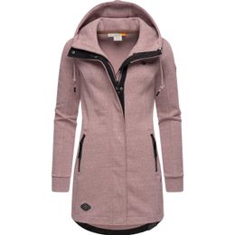 Sweatjacke Ragwear "Letty Intl." Gr. 4XL (48), lila (mauve) Damen Sweatjacken Sportliche Kapuzenjacke mit Kunstleder-Elementen