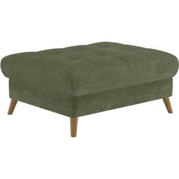 Hockerbank Home Affaire "Blackburn II" Hocker Gr. B/H/T: 102cm x 46cm x 82cm, Cord, grün (stripes 8641 green) Passend zu der Garnitur, wahlweise mit Kaltschaum