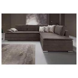 Ecksofa Inosign "Night & Day L-Form" Sofas Gr. B/H/T: 324cm x 95cm x 218cm, Luxus-Microfaser, Recamiere rechts, mit Bonnellfederkern, grau (dunkelgrau) mit Boxspring Bettfunktion 180x200 cm, Dauerschläfer