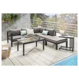 Gartenlounge-Set Destiny "ARENAL" Sitzmöbel-Sets Gr. H/T: 56,5cm x 223cm, grau (anthrazit) Aluminium