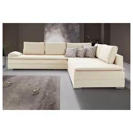 Ecksofa Inosign "Night & Day L-Form" Sofas Gr. B/H/T: 324cm x 95cm x 218cm, Struktur, Recamiere rechts, mit Bonnellfederkern, beige mit Boxspring Bettfunktion 180x200 cm, Dauerschläfer