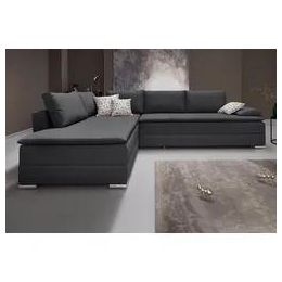 Ecksofa Inosign "Night & Day L-Form" Sofas Gr. B/H/T: 324cm x 95cm x 218cm, Struktur, Recamiere links, mit Bonnellfederkern, grau (anthrazit) mit Boxspring Bettfunktion 180x200 cm, Dauerschläfer