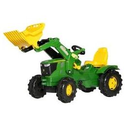 Tretfahrzeug Rolly Toys "John Deere 6210R" Tretfahrzeuge grün Kinder Kindertraktor mit Lader