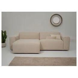 Ecksofa Inosign "Clayton" Sofas Gr. B/H/T: 247cm x 70cm x 141cm, Cord, Recamiere links, beige (sand) in einem trendigen Cord-Bezug, verschiedene Kombinationen verfügbar