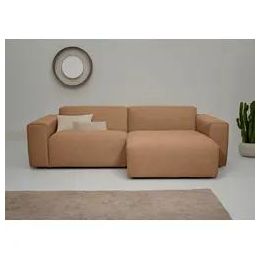 Ecksofa Inosign "Clayton" Sofas Gr. B/H/T: 247cm x 70cm x 141cm, Cord, Recamiere rechts, braun (light brown) in einem trendigen Cord-Bezug, verschiedene Kombinationen verfügbar