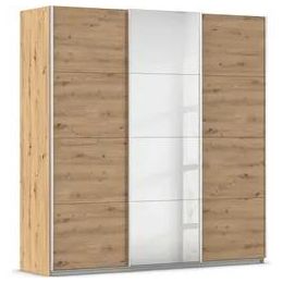 Schwebetürenschrank Rauch "Kleiderschrank Schrank Garderobe AGORDO mit Dekor- oder Hochglanzfront" Schränke Gr. B/H/T: 203cm x 210cm x 62cm, 3 St., braun (eiche artisan) durchdachte Innenausstattung, in 4 Breiten und 2 Höhen MADE IN GERMANY